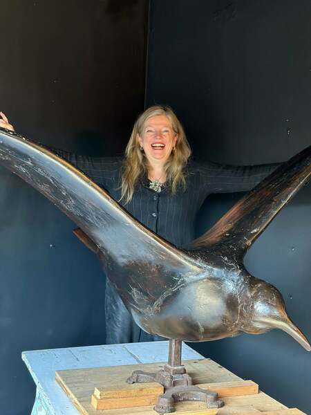 Hand Carved Chestnut Wooden Albatross/Seagull Bird Sculpture | French ...