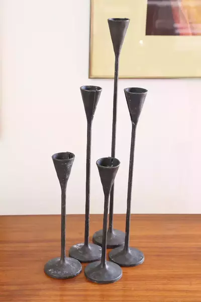 Pottery Barn Hand Forged Brutalist Petaluma Hammered Brass Candle ...