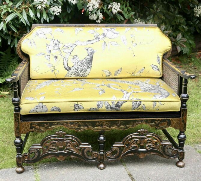 Liberty Of London Style Black Lacquered Chinoiserie 2 Seater Sofa ...