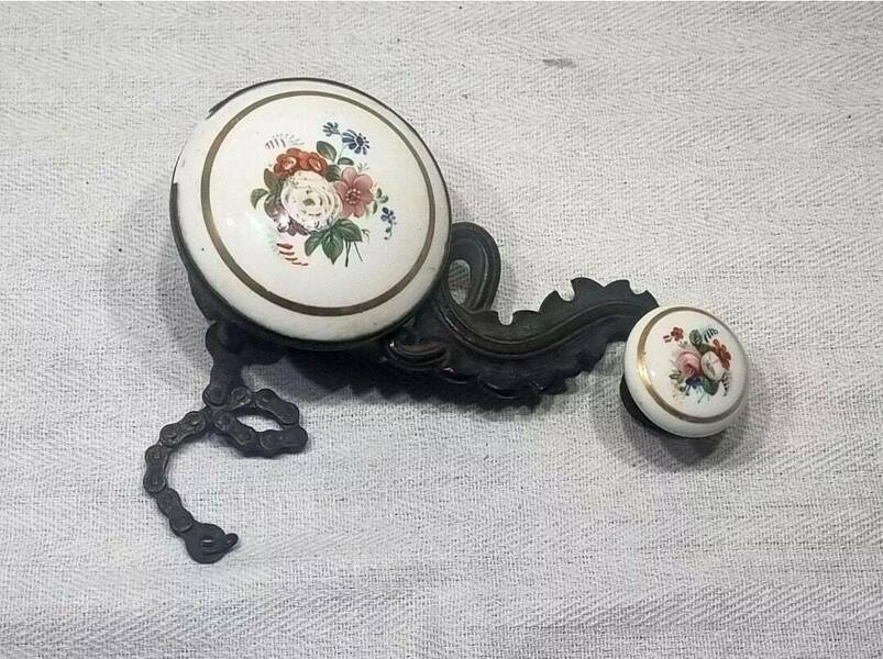 Antique Bell Pull Victorian English Ceramic Floral Servant Call | Vinterior