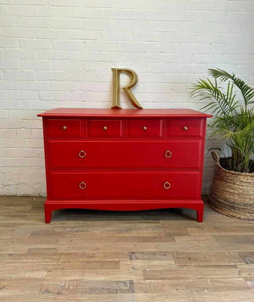 Stag Minstrel Furniture 4 Over 2 Chest Of Drawers Painted Red | John ...