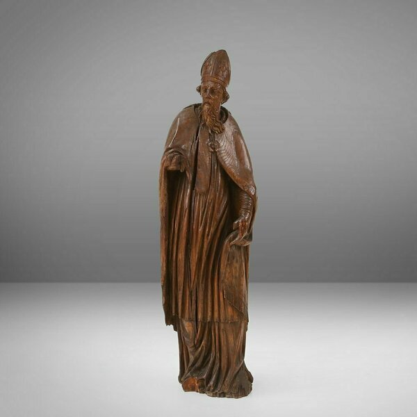 French Artist, Statue Of Saint Eligius, 1550, Wood | Vinterior