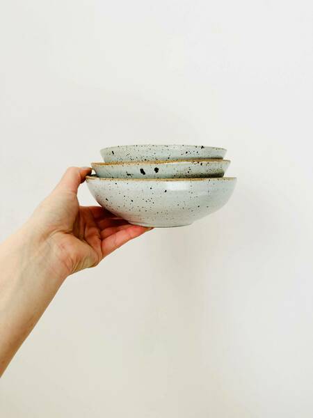 Set Of 3 Handmade Stoneware Bowls, Small Studio Pottery Bowls | Vinterior