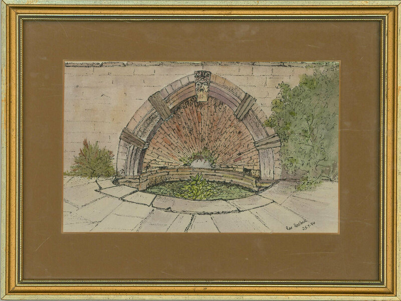 Rae Haslock 1984 Watercolour, Fountain | Vinterior