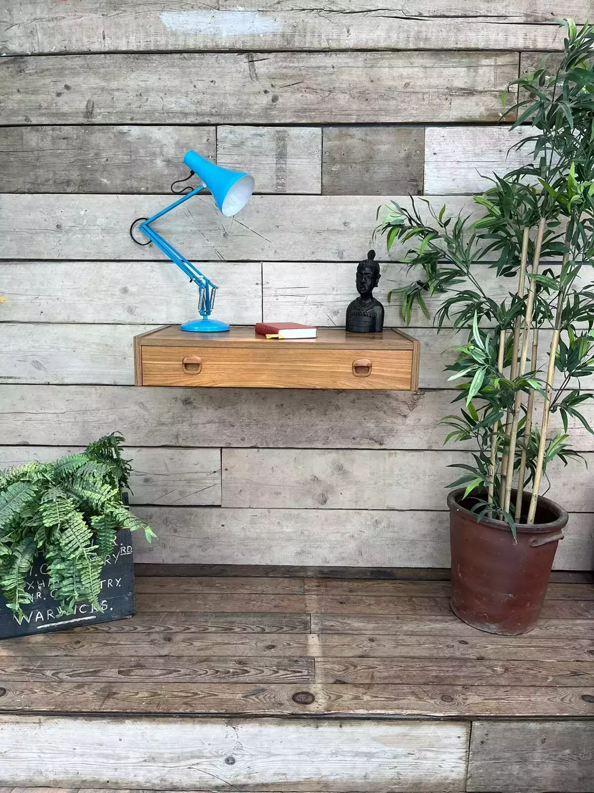Mid Century Retro Teak Danish Wall Mounted Floating Desk Ps System Vinterior