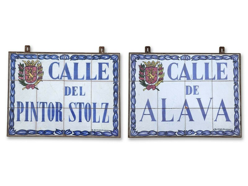 Pair Of Historic Street Signs From City Of Valencia, , Spain | Vinterior