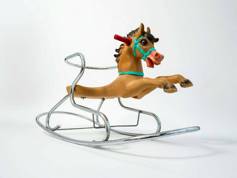 Vintage Italian Children's Rocking Horse Rubber, Plastic And Chrome ...