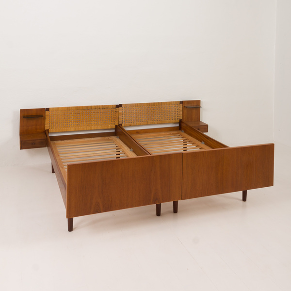 Hans J. Wegner Double Bed In Teak And Cane For Getama, 1960s | Getama ...