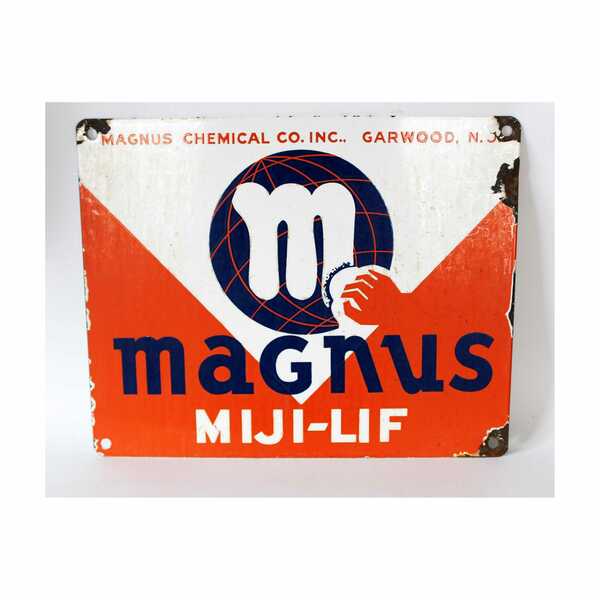 Vintage USA Magnus Chemical Enamel Advertising Metal Sign Garwood New ...