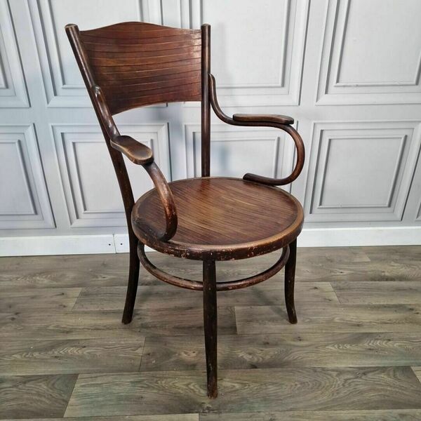 Retro Single Vintage Fischel Bentwood Wood Bistro Cafe Arm Chair Mid Century Vinterior