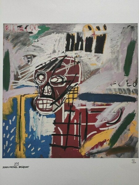 Jean Michel Basquiat Original Signed Red Skull With Certificate | Vinterior