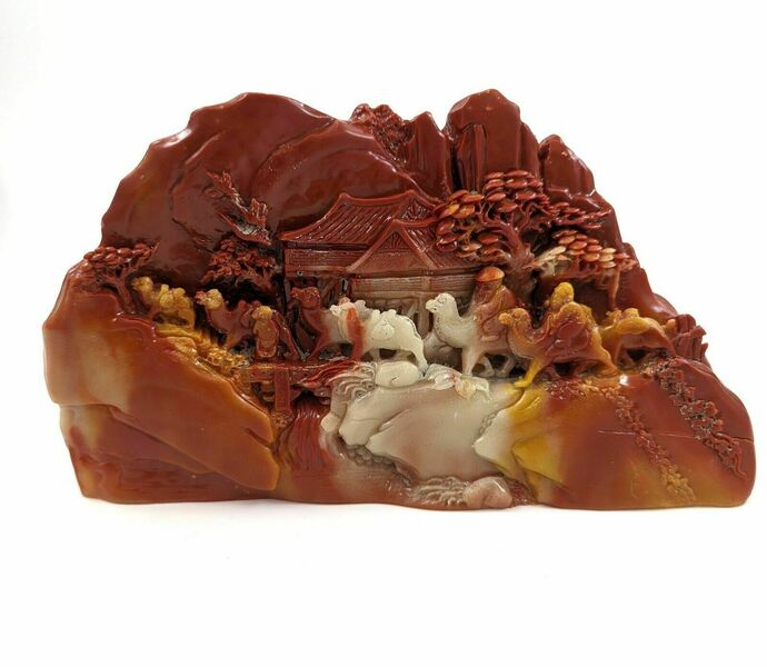 Chinese Carving Made From Rare Chicken Blood Stone | Vinterior