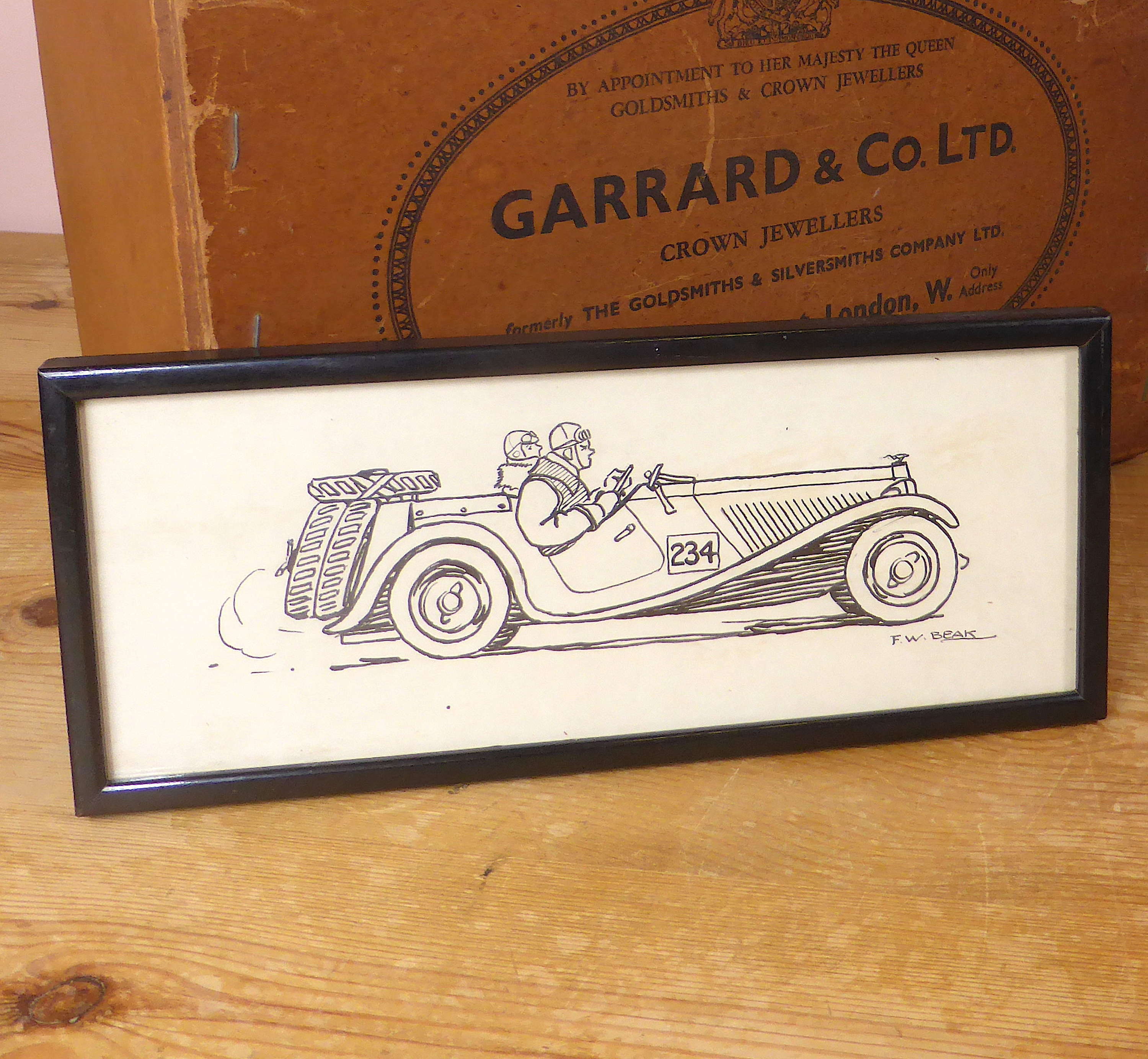 Original 1930s Racing Car Drawing By F W Beak | Vinterior