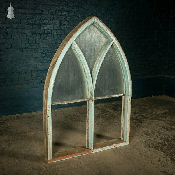 Gothic Arched Window, Timber With Distressed Paint Finish | Vinterior