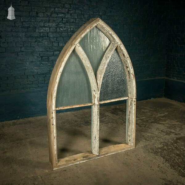 Arch Top Window, Gothic Style With Ribbed Textured Glass | Vinterior