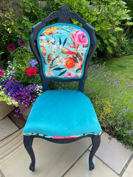 Floral Vibrant Bespoke Statement Luxury Velvet Chair, Accent Rococo ...