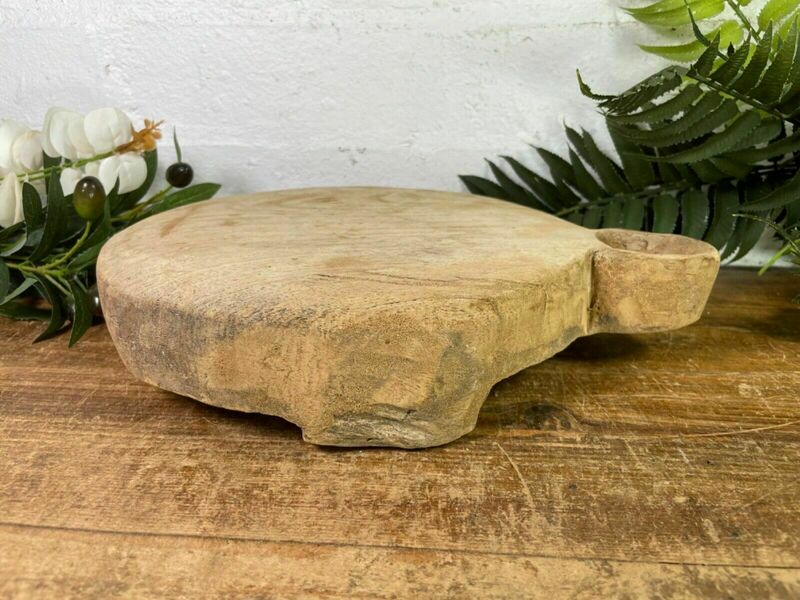 Vintage Rustic Indian Carved Wooden Bread Chapati Chopping Board Stand ...