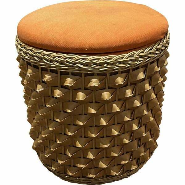 Vintage Woven Wicker Stool, 1970s | Vinterior