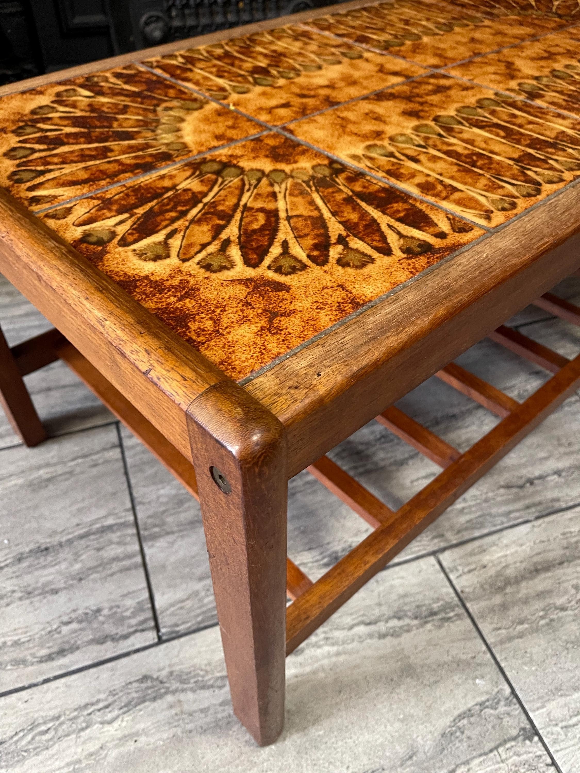 Mid Century Englender Mid Century Tiled Teak Coffee Table Retro Tiles Vintage Coffee Table With Magazine Rack Circa 1970 Vinterior