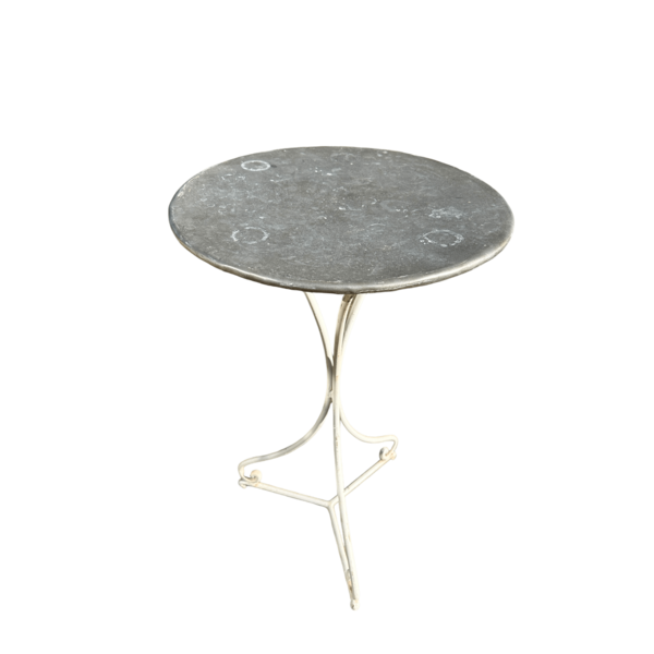 Round Zinc Topped Table With Metal Pedestal Base | Vinterior