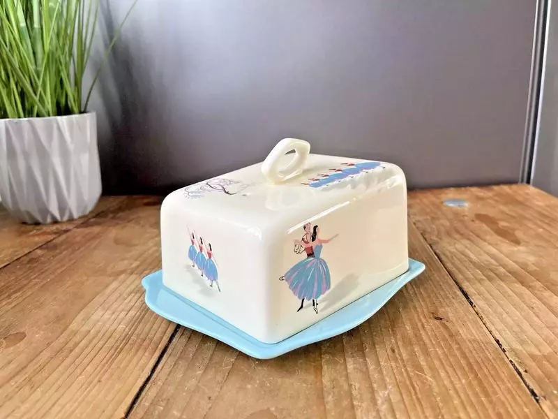 Rare Vintage 50's Beswick Ballet Pattern Cheese Dome / Lidded Butter ...