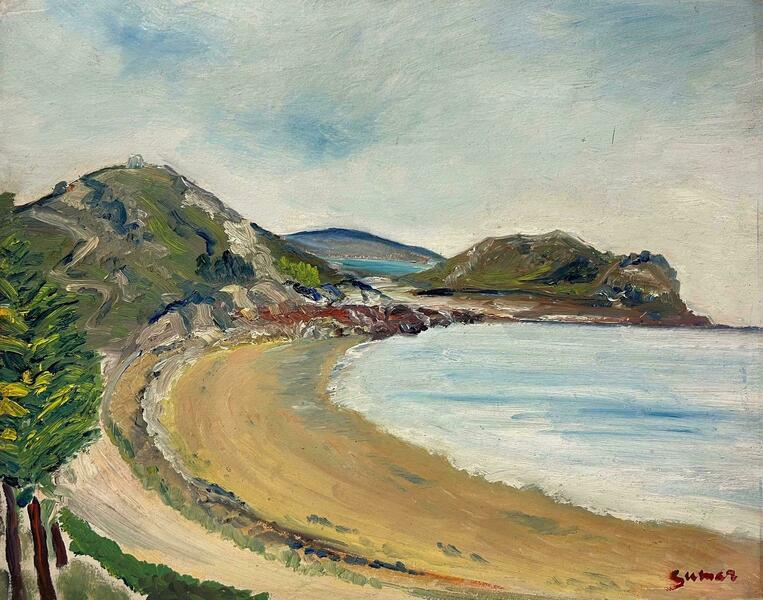 Simone Forgecurving Coastal Bay With Rocky Cliffs Sandy Shoreline ...