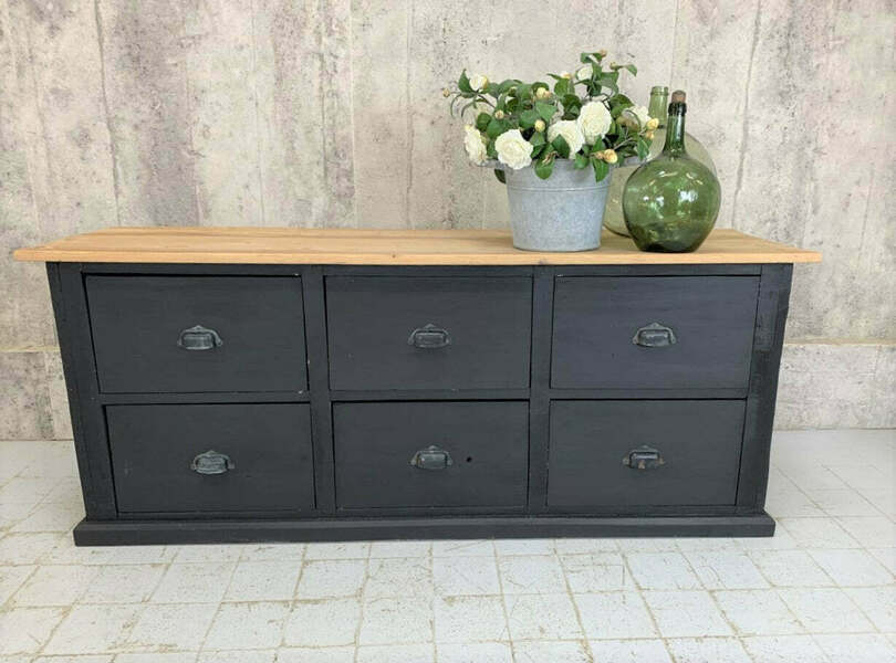 Black Hardware Store Counter Sideboard Drawers | Vinterior