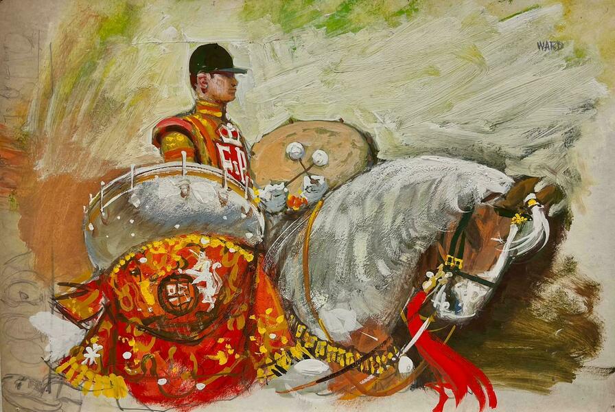 Frank Duffieldthe Cavalry Drummer On Horseback British Mid 20th Century ...