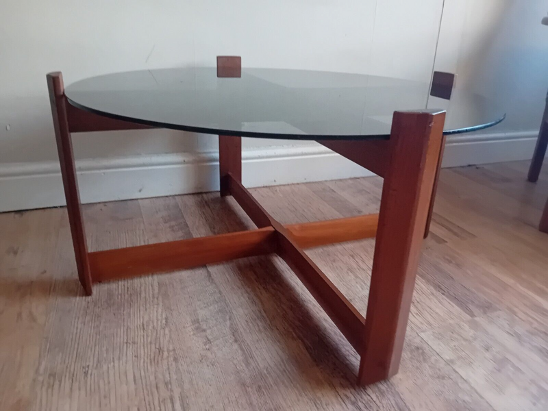 Superb 1970's Myer Mid Century Smoked Glass & Teak Drinks/Cocktail ...