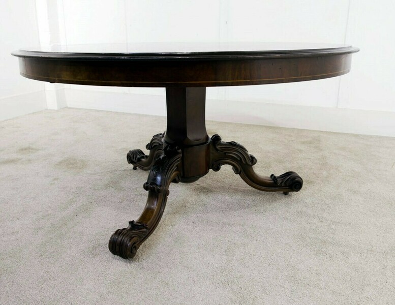 Victorian Round Dining Table Marquetry Inlay 1880 Centre | Vinterior