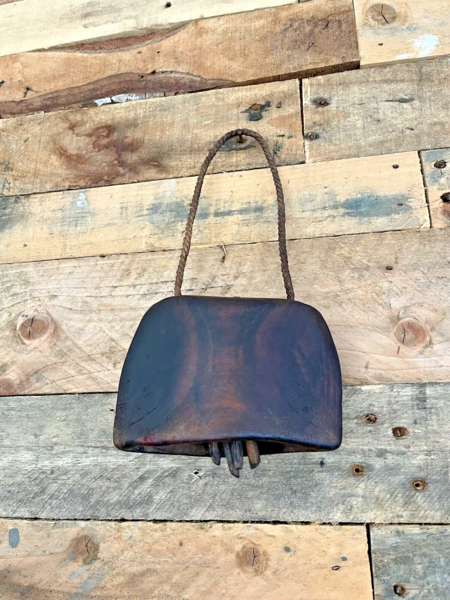 Antique C1900 Primitive Wooden Hand Carved Cow Bell Ringer Alpine ...