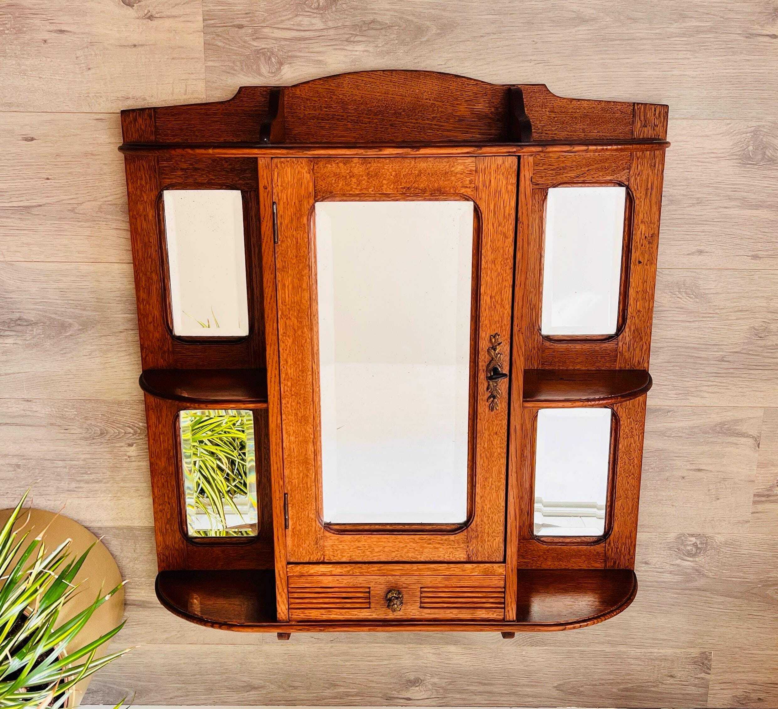 Vintage Wooden Cabinet With Beveled Crystal Mirrors Vintage Pharmacy Cabinet Bathroom Apothecary Cabinet Kitchen Cabinet Key Cabinet Vinterior