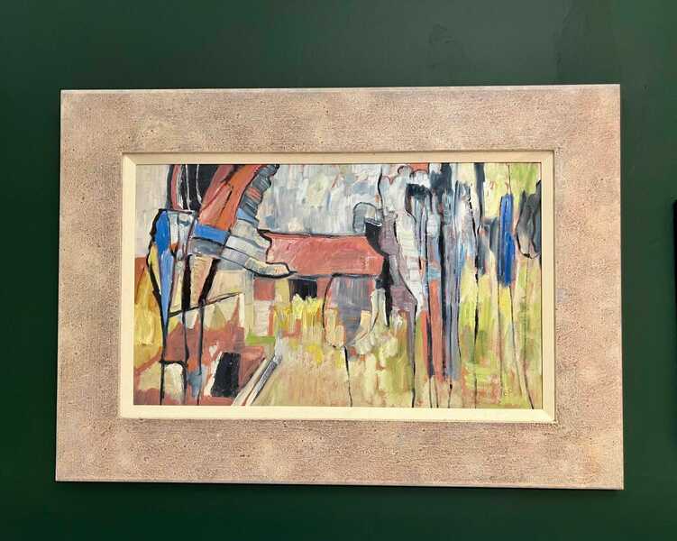 Striking Mid Century Landscape Oil On Board Painting Signed By Rye ...