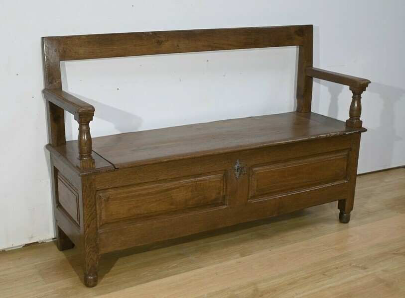 Solid Oak Landing Chest Bench – 1920 | Vinterior