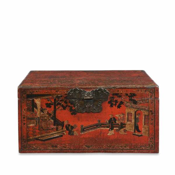 Antique Chinese Gilt Red Lacquer Chest, Late 18th Century | Vinterior