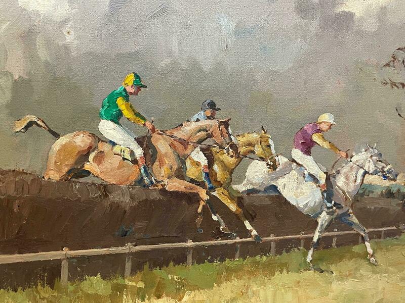 Eric Goddardfine British Horse Racing Oil Painting 'Steeple Chase ...