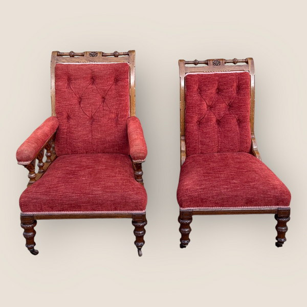 Antique Victorian Pair Of Ladies And Gentlemen’s Gothic Revival Chairs ...