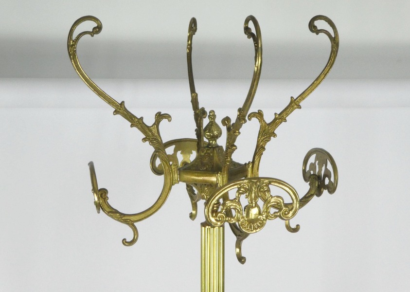 Unique Vintage Italian Brass Standing Coat Rack With Onyx Ball And Fish ...