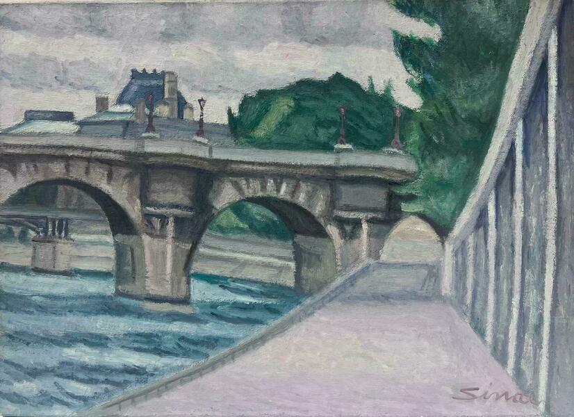 French Schoolbanks Of The River Seine Paris Skyline Pont Neuf Bridge ...