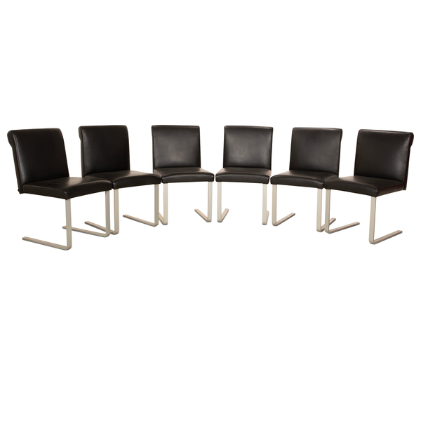 Set Of 6 Cor Quant Leather Chairs Black | Vinterior