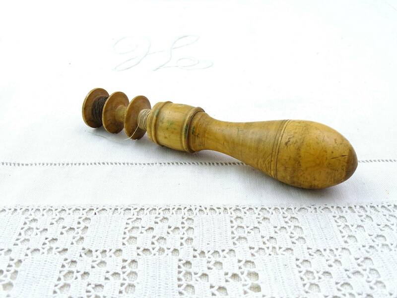 Antique Turned Box Wood Ww1 French Soldier's Sewing Tool, Early 20th ...