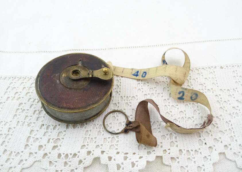 Antique French Working Leather Covered Brass 19th Century 10 Meter ...