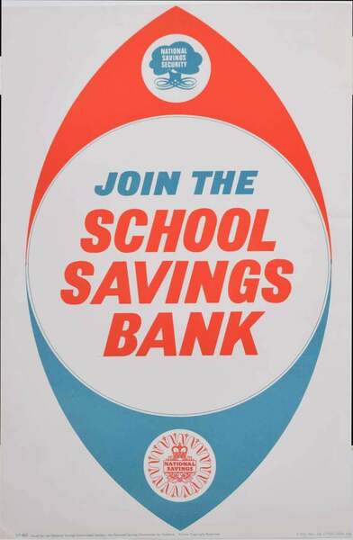 Vintage Propaganda Poster, Join The School Saving Bank 1967 | Vinterior