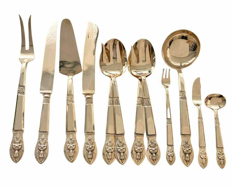 Brass Serving Utensils | 12pcs Flatware Set | Vintage Buddha | Vinterior