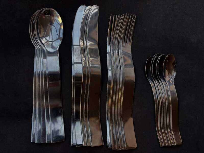 Waved Flatware Set For 6 Stainless Steel Design Cutlery Modernist ...