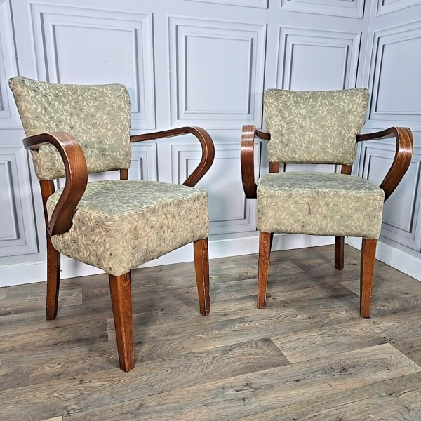 Pair 2 Retro Vintage Art Deco French Style Bridge Arm Chairs Desk ...