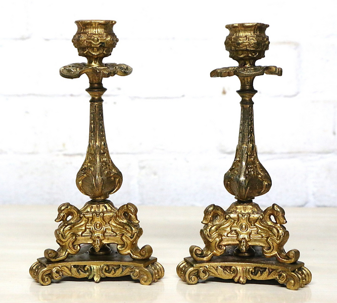 Candlesticks A Pair Of Art Deco Machine Age Bronze Antique Candle ...