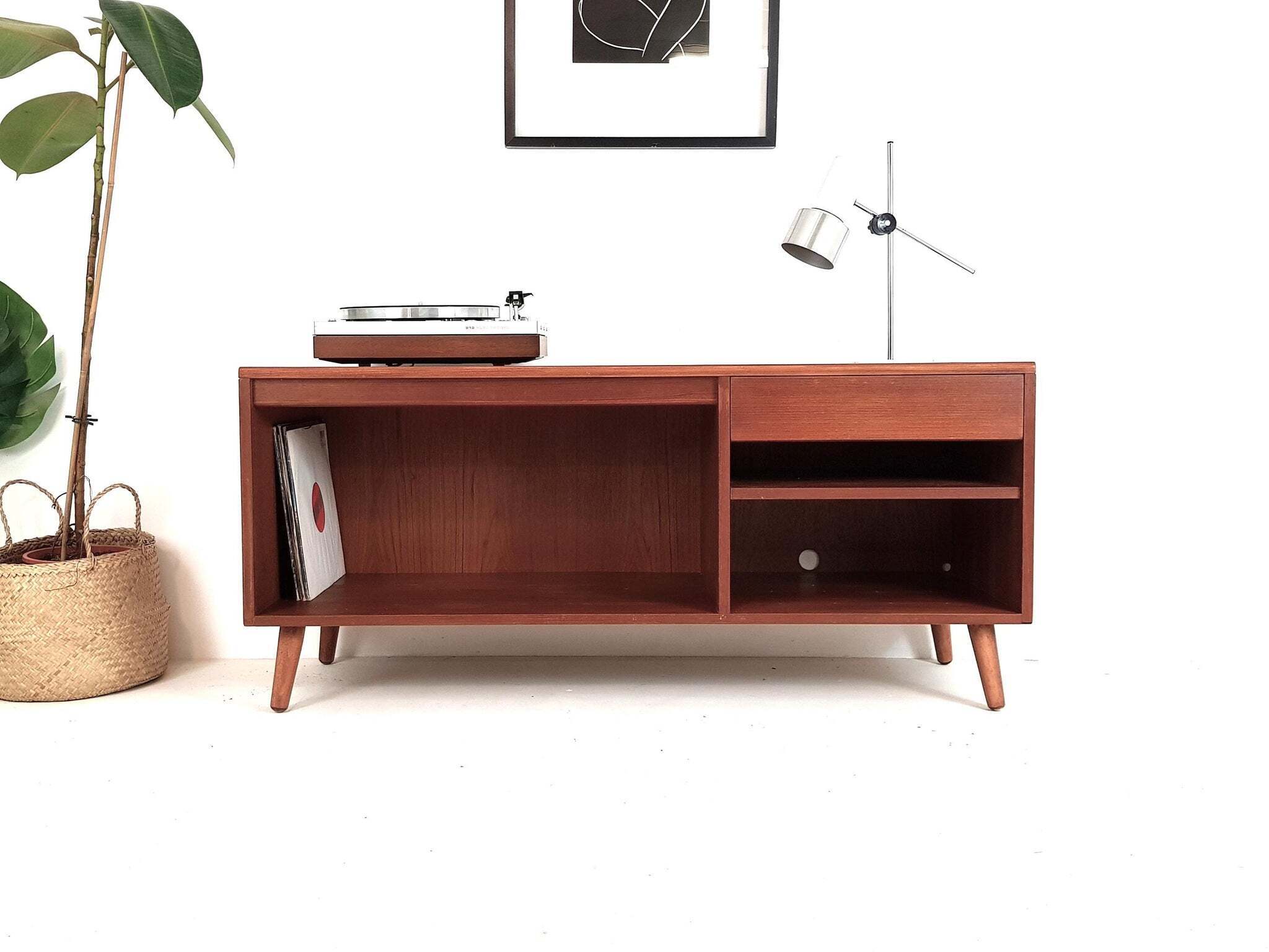 Vintage Tv Stand Record Cabinet Danish Influence Retro 1970s Vinterior