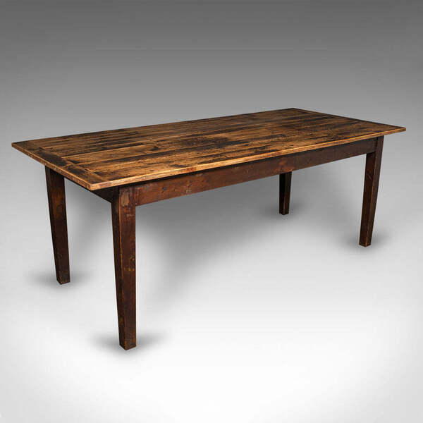 Antique 6 Seater Country House Dining Table, English, Pine, Kitchen, Victorian | Vinterior