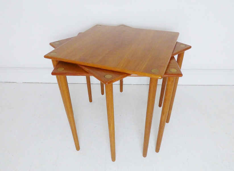 Stunning Vintage Danish Teak & Brass Georg Petersens Stacking Nest Of ...